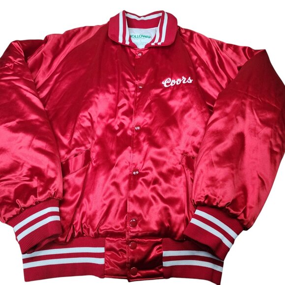 Jackets & Coats | Coors Beer Vtg Jacket Mens L Red Satin Bomber Made In ...